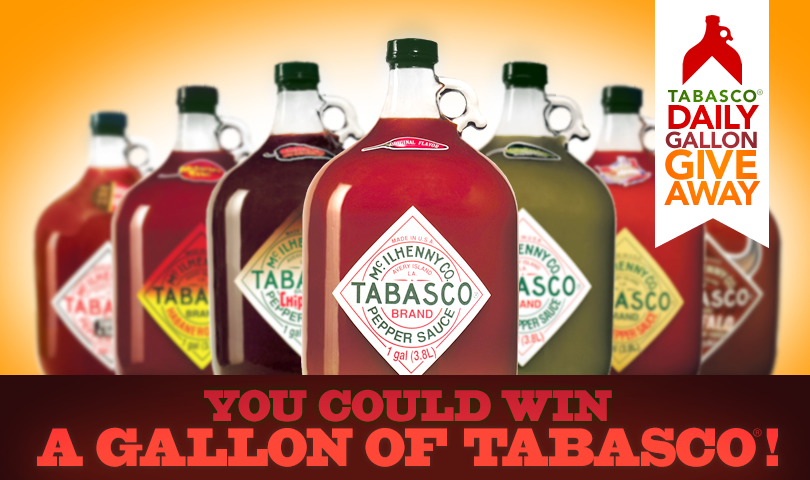 Tabasco Daily Gallon Giveaway! (Win a Gallon of your Favorite Tabasco ...