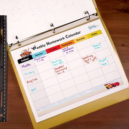 FREE Printable Weekly Homework Calendars! - Mojosavings.com