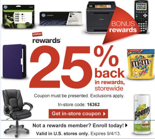 Staples: Get 25% Back in Staples Rewards + $10 off $40 Coupon ...