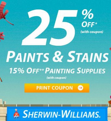 Sherwin Williams 25% off Paint or Stains Coupon & 15% off Paint ...