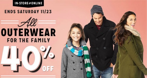 Old Navy: 40% off ALL Outwear for the Whole Family + 5% Cash Back! - Mojosavings.com