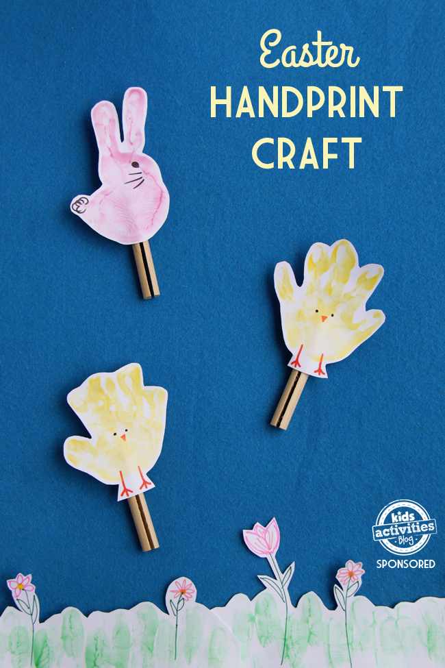 Easter Chick and Bunny Handprint DIY - Mojosavings.com