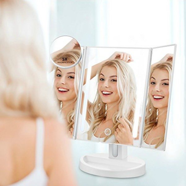 Jerrybox Trifold LED Makeup Mirror with Touch Screen! - Mojosavings.com