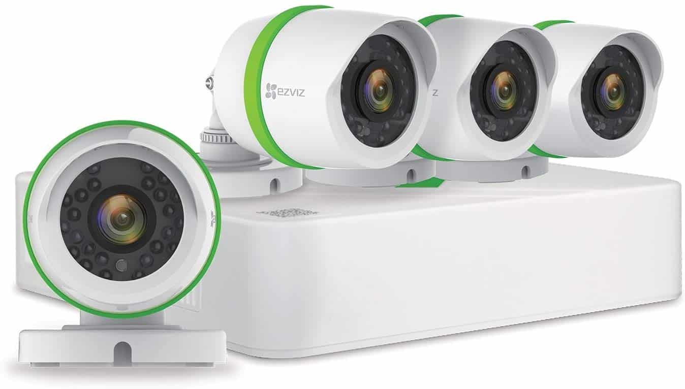 4 Weatherproof HD Security Camera, 4 Channel 1TB DVR Storage, 100ft ...