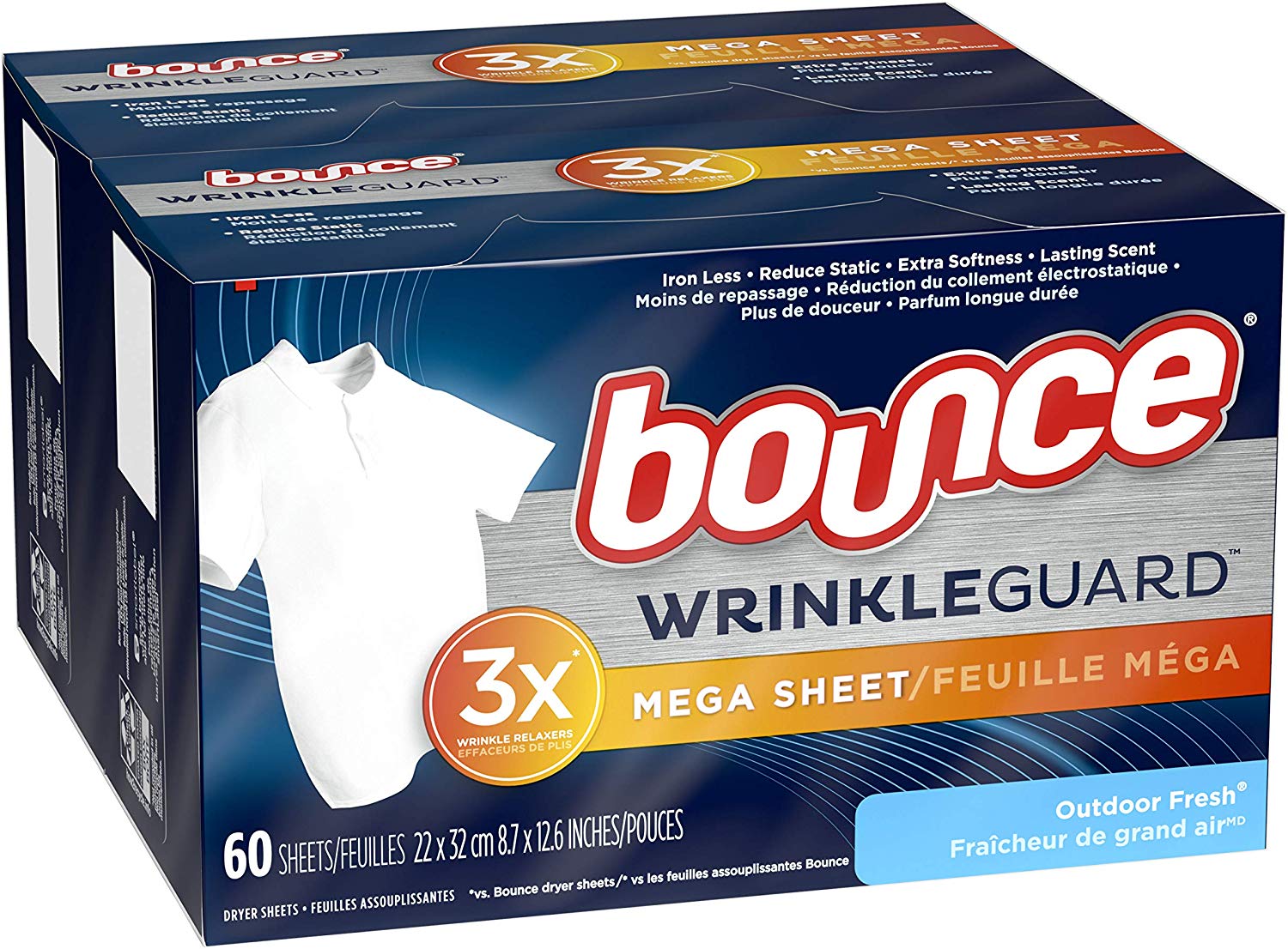 Bounce WrinkleGuard Mega Dryer Sheets, Fabric Softener & Wrinkle ...