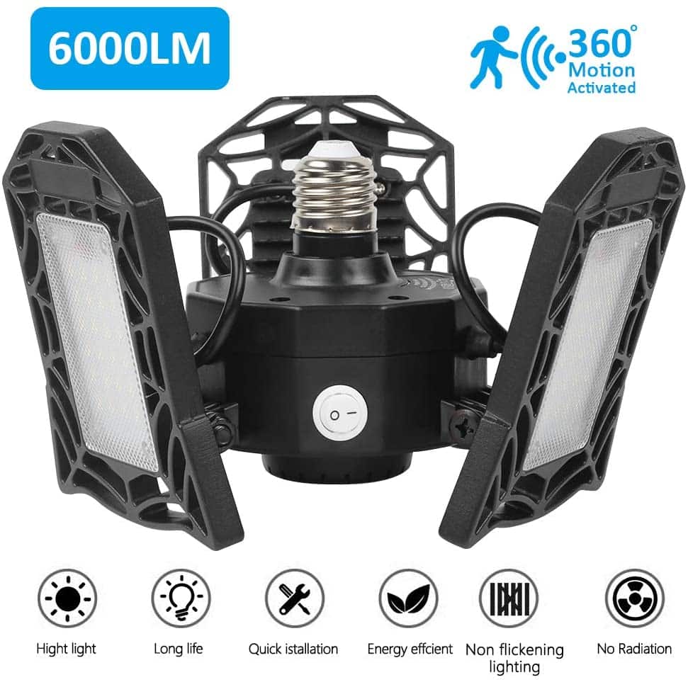 LIGHTNING DEAL!!! Led Garage Lights,Motion Sensor 60W Led Deformable ...